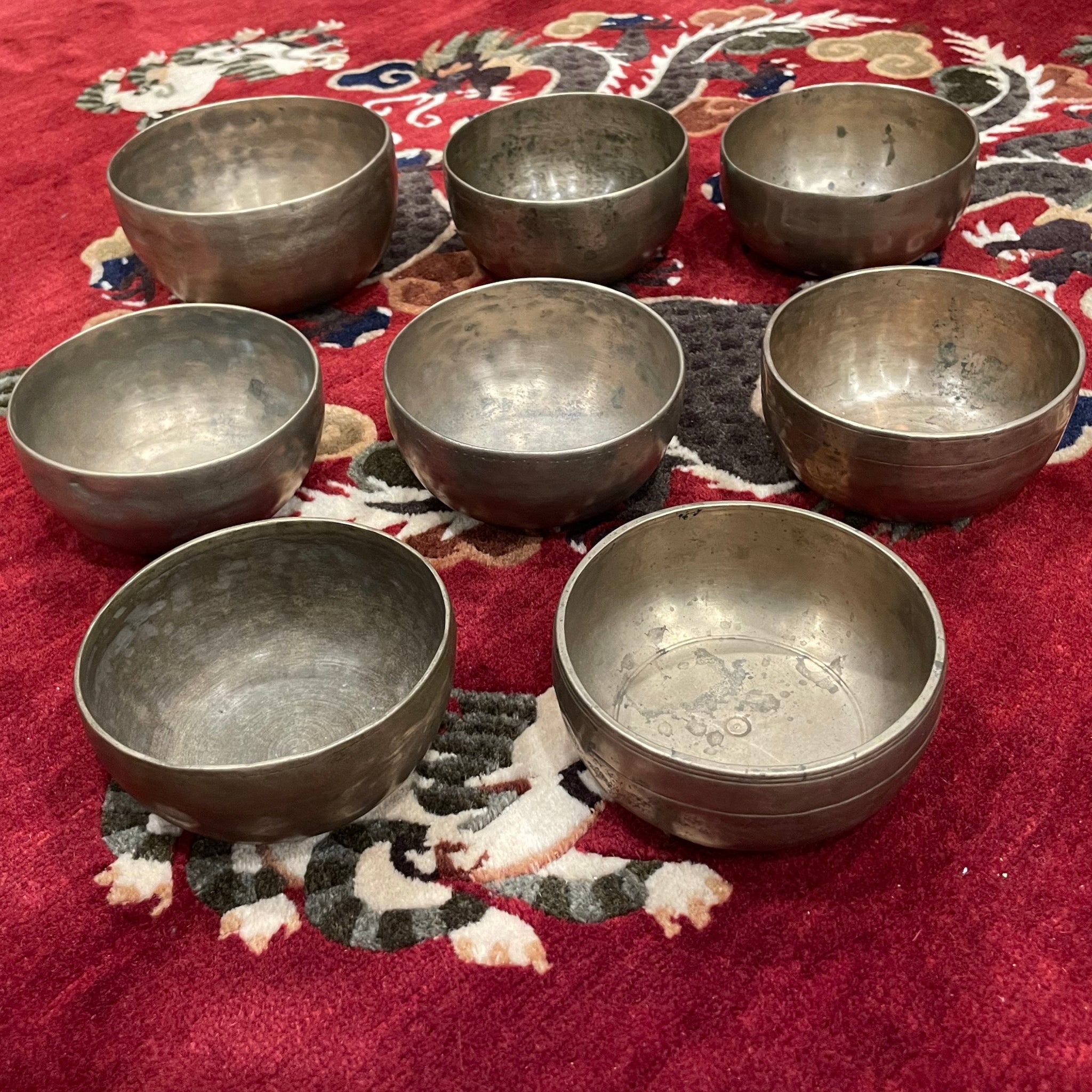 Antique Singing Bowl Set tuned C scale, Small 4.5-5.25 inch ...